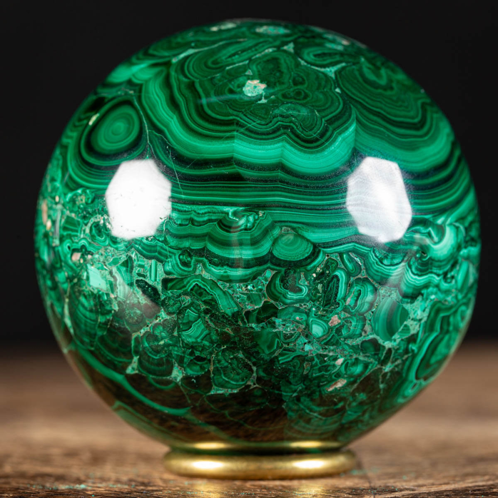 Polished Malachite Sphere: Extra Quality. - MAC-218